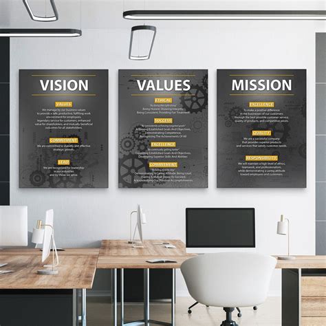 3x Company Core Values Motivational Wall Art Business Mission Etsy
