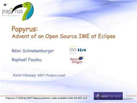 Mdt Papyrus Eclipse Con 2010 Ppt Desktop Publishing Computer Software And Applications