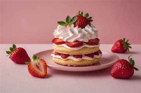 Premium Photo Cute Mini Strawberry Shortcake On Blue Background