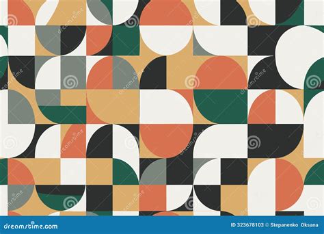 Rounded Geometric Shapes Seamless Pattern Memphis Color Funky Cartoon Isolated Textile Print
