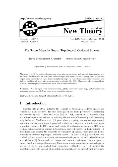 Pdf On Some Maps In Supra Topological Ordered Spaces