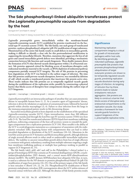 Pdf The Sde Phosphoribosyllinked Ubiquitin Transferases Protect The Legionella Pneumophila