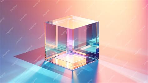 Premium Photo Glass Cube With Color Spectrum Rays Abstract Background With Reflection And