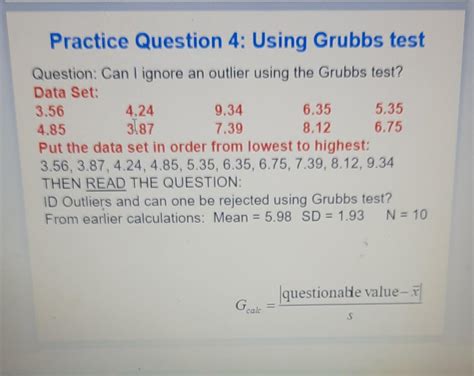 Solved Practice Question 4 Using Grubbs Test Question Can