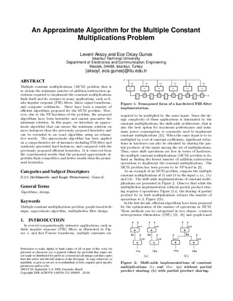 Pdf An Approximate Algorithm For The Multiple Constant