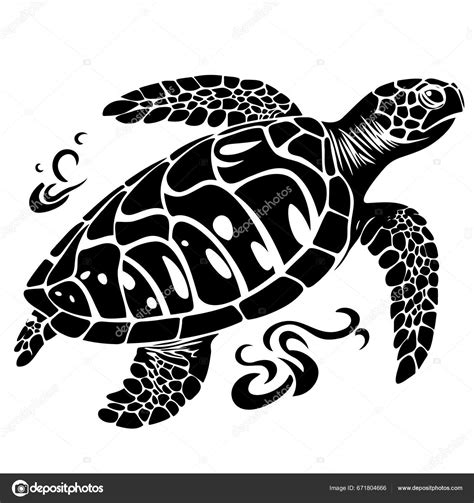 Graphic Sea Turtle Vector Illustration Sea Turtle Eps Stock Vector By