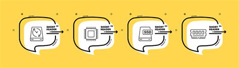 하드웨어 세트 아이콘입니다 하드 디스크 드라이브 Hdd 전자 칩 프로세서 Cpu Ssd 솔리드 스테이트 드라이브 Ram 랜덤 액세스 메모리 기술 개념 4 단계로 구성된 인포
