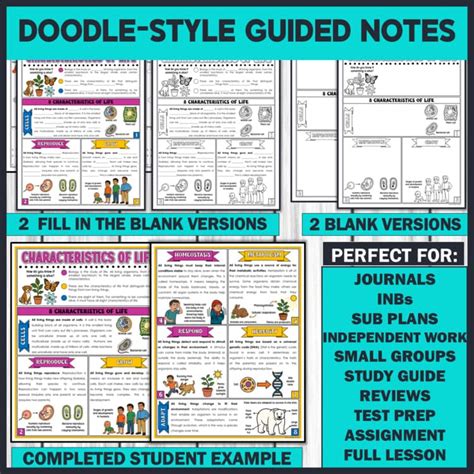 Characteristics Of Life Biology Doodle Guided Notes Practice Slides And Quiz