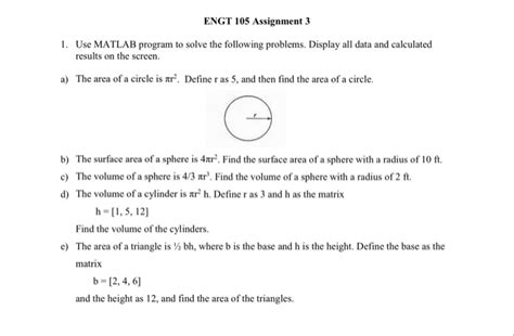 Solved Engt 105 Assignment 3 1 Use Matlab Program To Solve