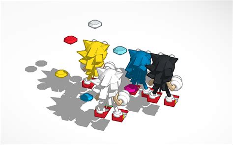 3d Design Sonic And Super Sonic And Dark Sonic And Silver Tinkercad