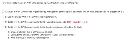 Solved How Do You Set Pin N On An Arm Gpio Port As Input