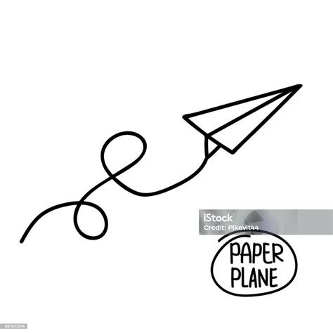 벡터 종이 비행기 여행 노선 기호입니다 벡터 일러스트 레이 션의 손으로 그려진된 종이 비행기 격리 개요입니다 손으로 그린된 낙서