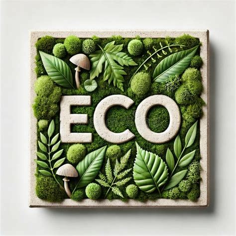 Eco Friendly Sign Green Leafy Eco Design With Natural Texture And