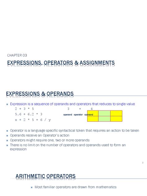 Lecture 03 Expressions Operators And Assignments Pdf Division