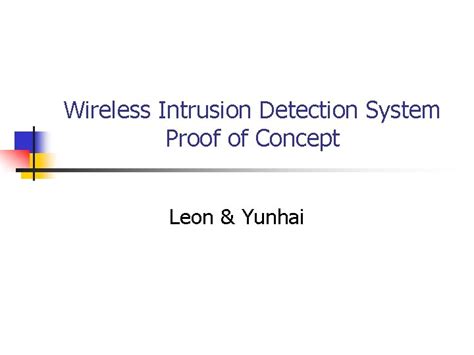 Wireless Intrusion Detection System Proof Of Concept Leon
