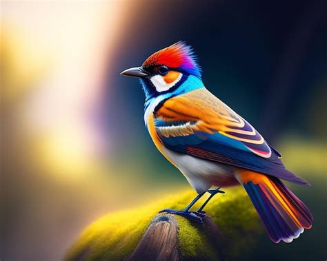 Premium Photo 3d Render Of A Colorful Bird On A Background Of Nature