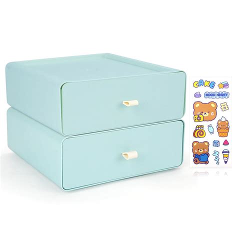 2 Pack Desktop Storage Box Stackable Countertop Drawer