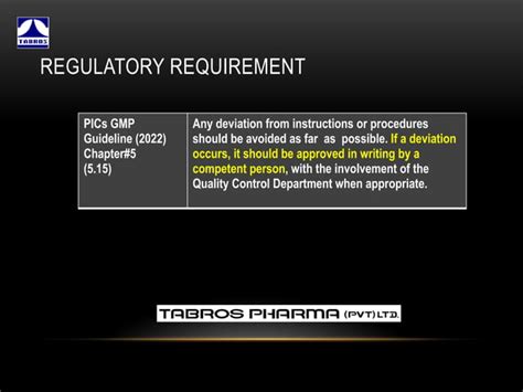Deviation Handling And Management Tabros Pptx
