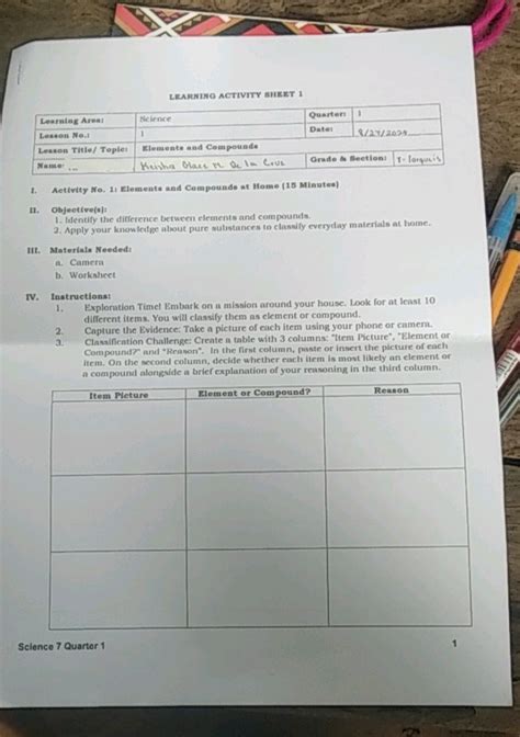 LEARNING ACTIVITY BHEET Aetivity No StudyX