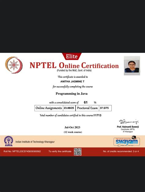 Anitha Jasmine On Linkedin Java Nptel Programming Oops