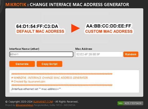 Change Or Random Mac Address Interface Mikrotik Generator Buananet