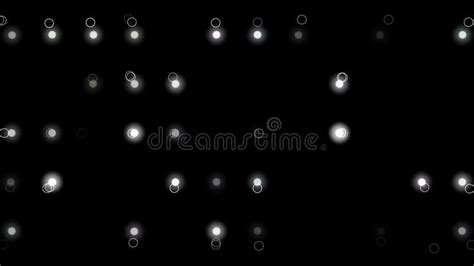 Random White Pulsating Circles And Dots Abstract Disco Effect On Black