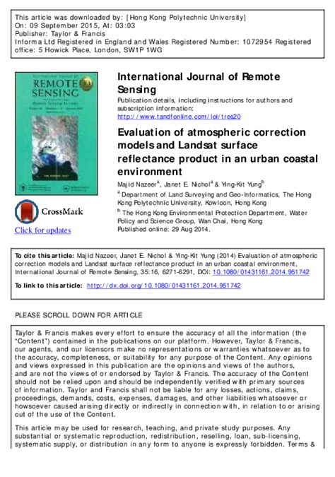 Pdf Evaluation Of Atmospheric Correction Models And Landsat Surface Reflectance Product In An