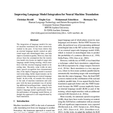 Improving Language Model Integration For Neural Machine Translation