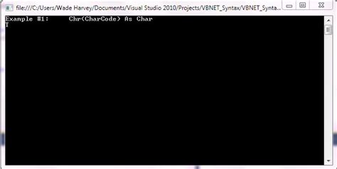 Vbnet Chr Code Sample Syntax Example