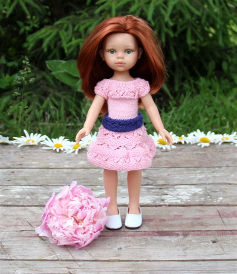 Розовая юбка спицами для кукол Паола Рейна 32 34 см Свитер с совой Вязаные шапки Розовые юбки