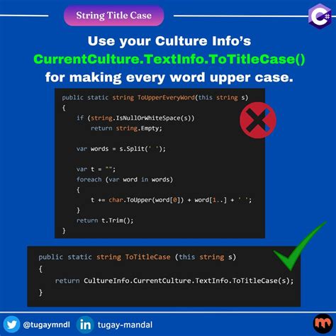 How To Use Totitlecase Method In C Tugay Mandal Posted On The