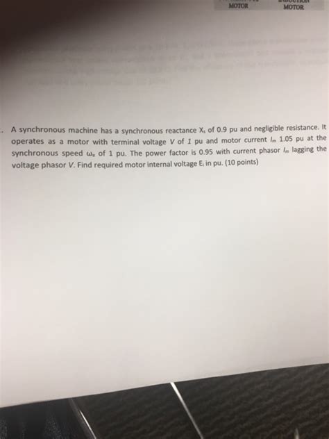 Solved MOTOR MOTOR A Synchronous Machine Has A Synchronous Chegg