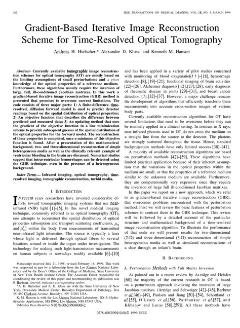 Pdf Gradient Based Iterative Image Reconstruction Scheme For Time Resolved Optical Tomography
