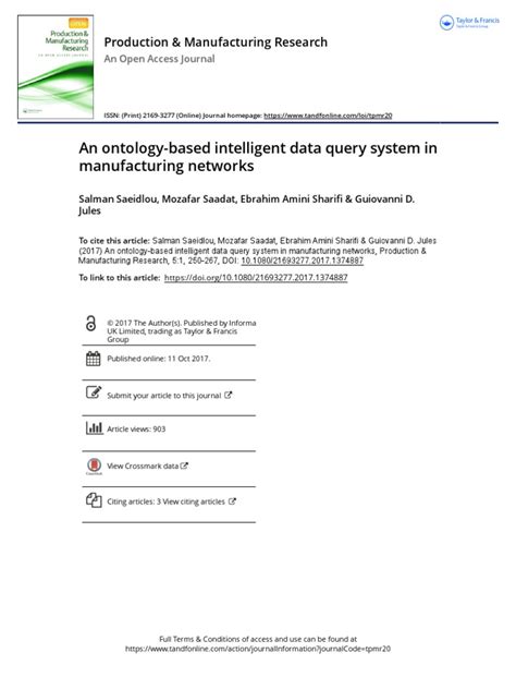 An Ontology Based Intelligent Data Query System In Manufacturing Networks Pdf Resource