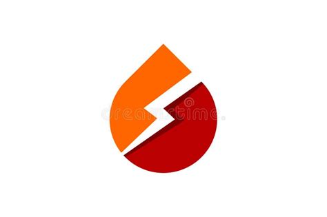 Droplet Thunderbolt Logo Design Template Stock Illustration