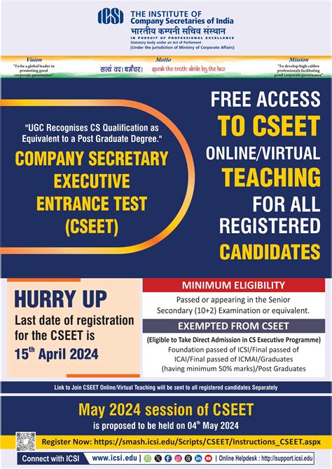 ICSI CSEET Registration For May Session Begins At Icsi Edu Check Minimum Eligibility
