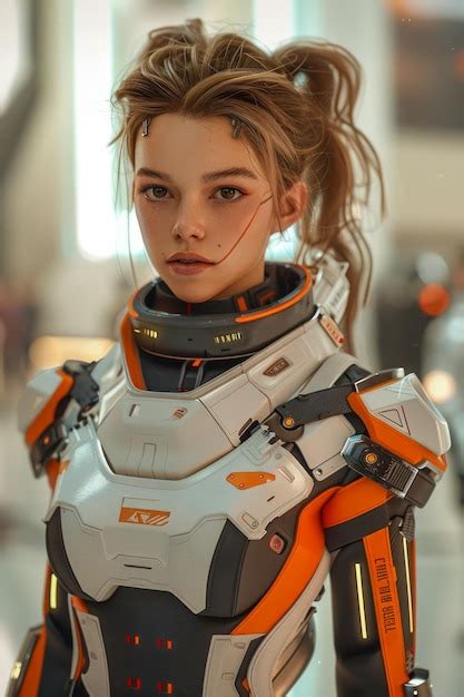 Premium Photo Futuristic Female Astronaut In Advanced Space Suit