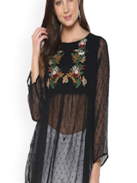 Buy Mayra Women Black Embroidered Empire Top Tops For Women 8439397 Myntra