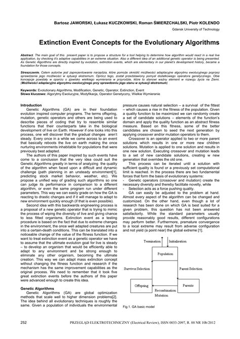 Pdf Extinction Event Concepts For The Evolutionary Algorithms