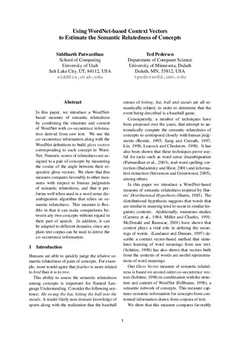 Pdf Using Wordnet Based Context Vectors To Estimate The Semantic Relatedness Of Concepts