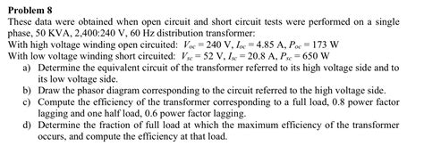 Solved Problem 8 These Data Were Obtained When Open Circuit