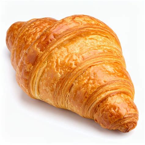 A Beautifully Layered Croissant Golden Brown Freshly Baked Pastry Delight On White Background