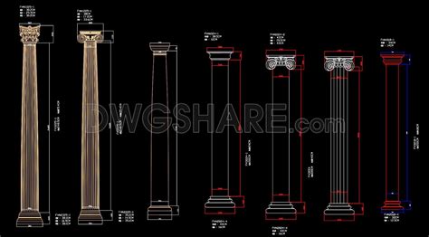 152 Download Detailed Architectural Cad Drawings Of Roman Round Columns
