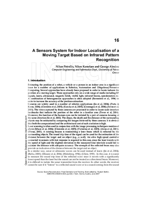A Sensors System For Indoor Localization Of A Moving Target Based On Infrared Pattern Recognition