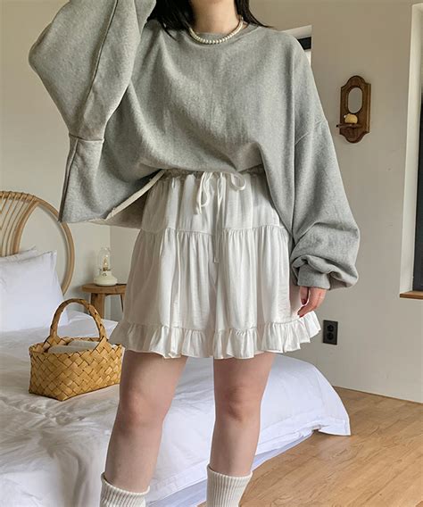 프오프 ️ 26 34인치 밴딩 캉캉 스커트 빅사이즈 프릴 미니스커트 실크치마