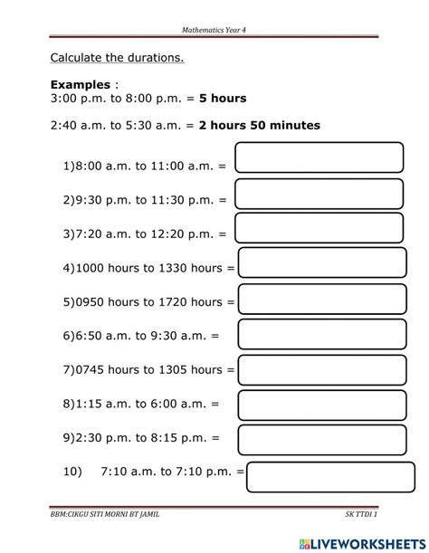 Free Pdf Worksheets On Time Duration Addition Subtraction Of Worksheets Library