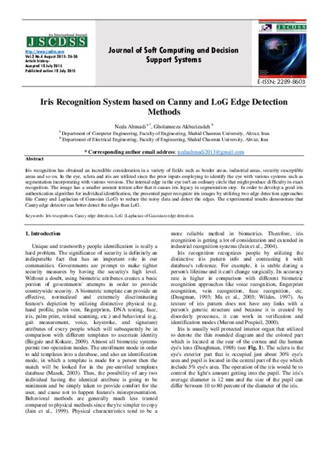 Pdf Iris Recognition System Based On Canny And Log Edge Detection Methods