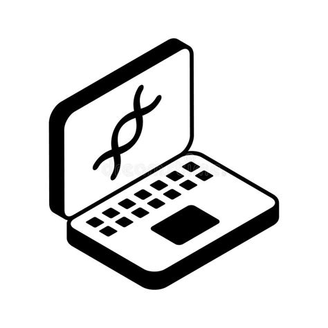 Isometric Icon Of Dna Analysis Dna Inside Laptop Screen Stock Vector
