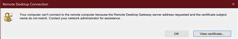 Server 2022 Rds Gateway And Certificate Subject Name Do Not Match