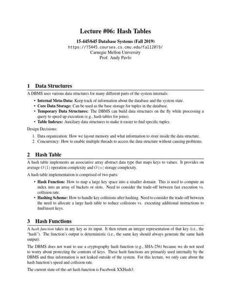 06 Hashtables Pdf Databases Algorithms And Data Structures